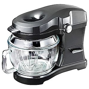 Kenmore Elite Ovation 5 Qt Stand Mixer, 500 Watts, with Revolutionary Pour-In Top, Tilt Head, Flat Beater, Whisk, Dough Hook, 360-degree Splash Guard, Glass Bowl, LED Light, Metallic Grey