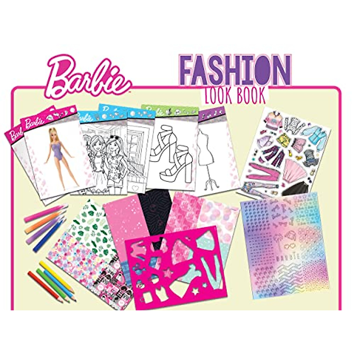 Lisciani Barbie Sketchbook Trendy Look Fashion Studio Models to Dress Up Creative Game Felt Pens and Colouring Pencils for Girls from 5 Years