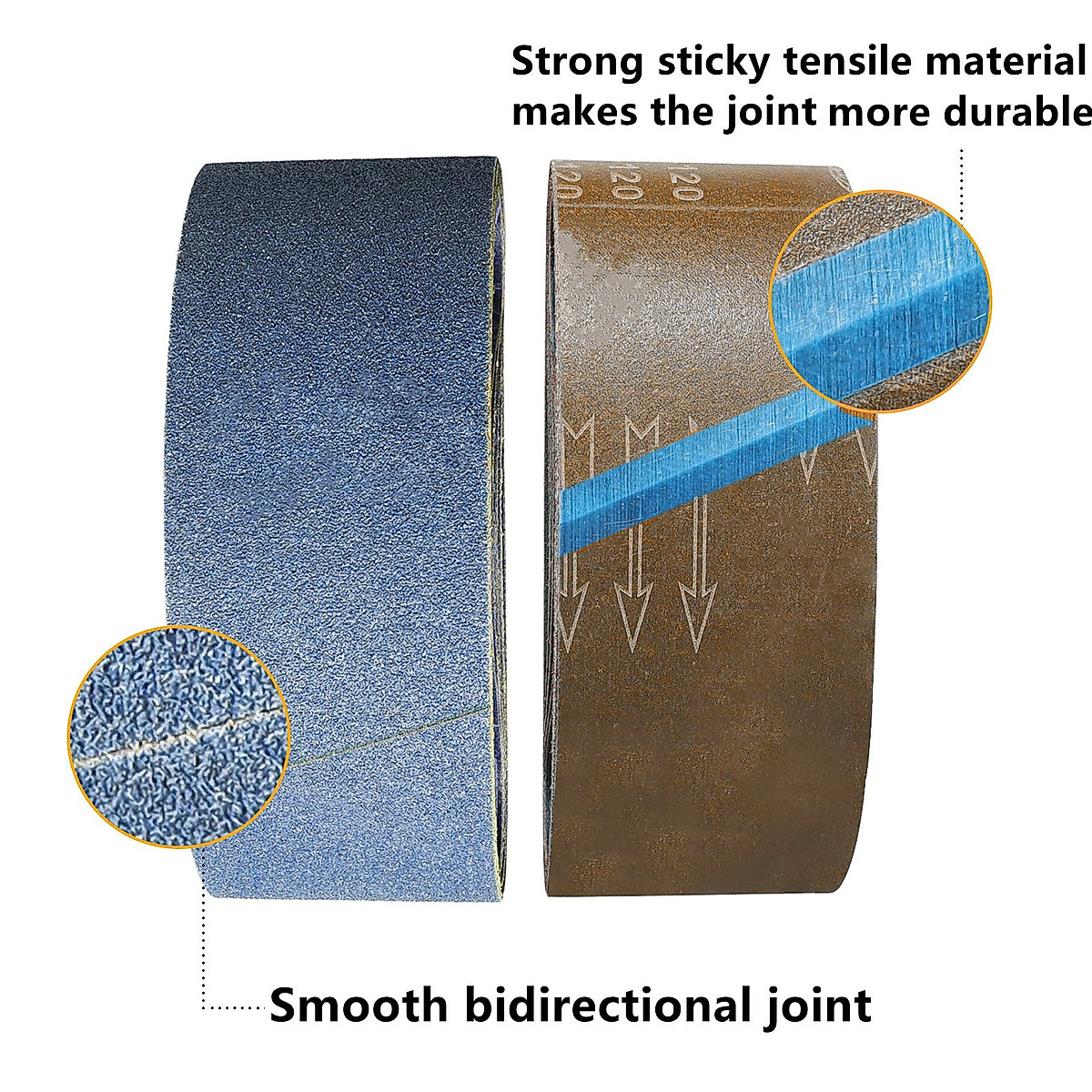 Belt Sander Paper, 4 x 36 Inch Sanding Belts, Zirconia Metal Sandpaper Belt, 8Pcs Sander Belts (2 Each of 40 60 80 120 Grits), Belt Sander Sandpaper for Metal, Wood, Cars, Furniture, Stainless Steel