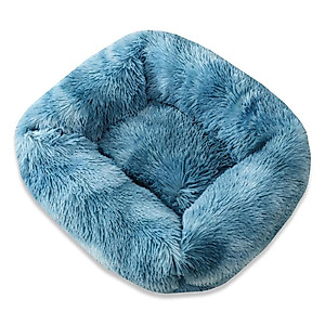 Bed L Size Plush Square Beds for Cats Dogs Super Soft Winter Warm Sleeping Mats for Dogs Cats 1Pcs Dazzle Blue