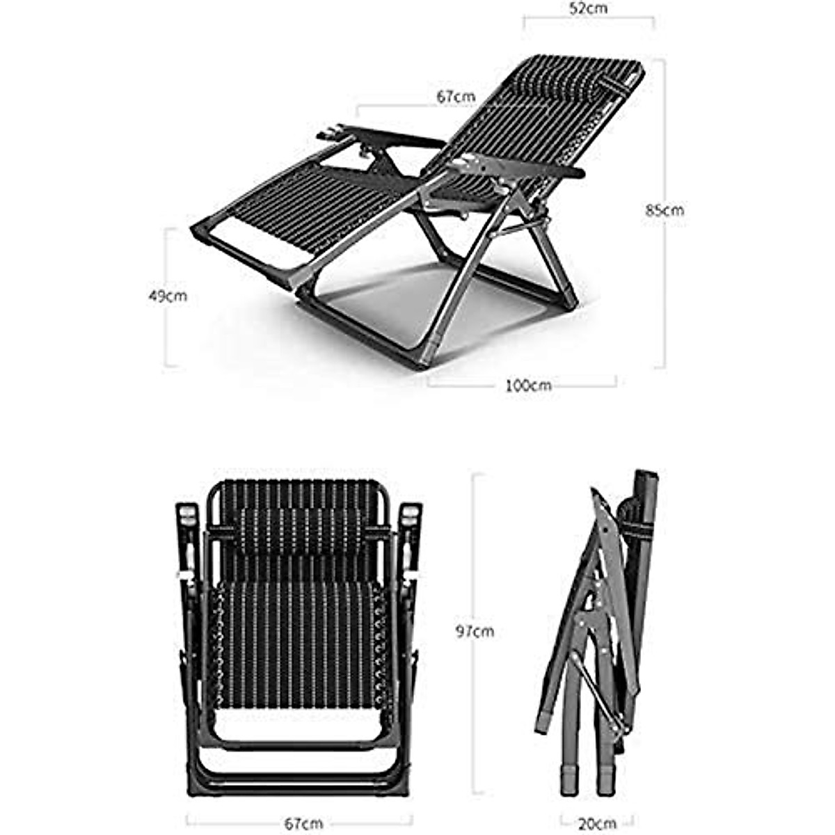 XZGDEN Lightweight Camping Chairs Garden Loungers Folding Chair Sun Lounger Deck Chair, Folding Chair Balcony Lunch Break Chair Office Summer Nap Chair, Portable Outdoor Beach Chair