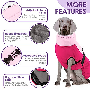 SUNFURA Warm Dog Coat Dog Jacket, Reflective Dog Winter Coats with Adjustable Buckle, Turtleneck Padded Dog Fleece Vest Windproof Waterproof Dog Snow Jacket for Small Medium Large Dogs, Pink XL