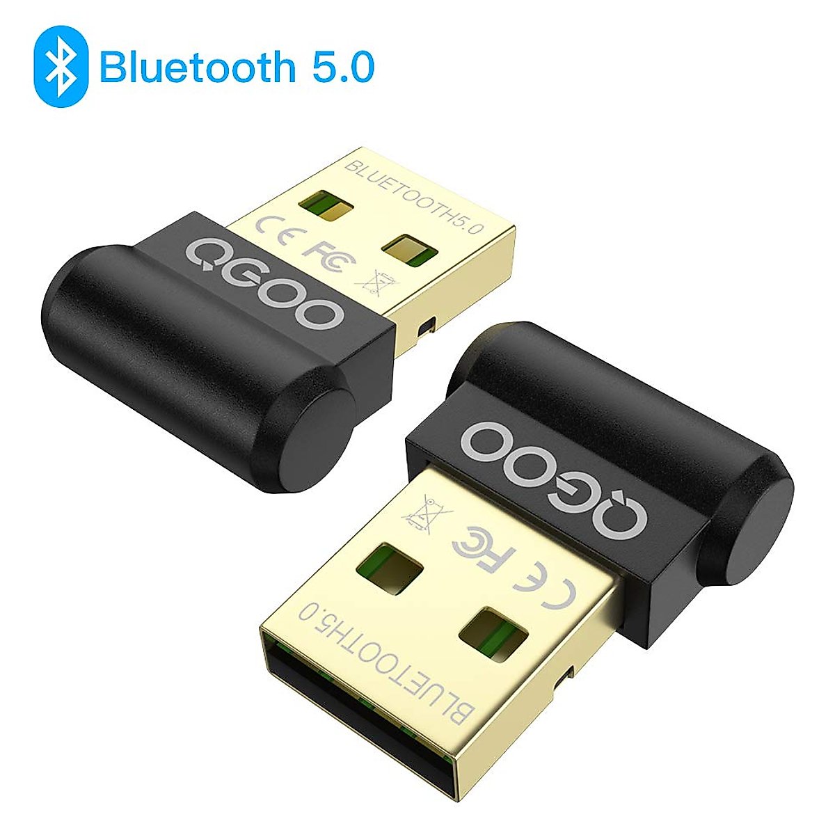 USB Bluetooth Adapter for PC, QGOO Mini Bluetooth 5.0 EDR Dongle for Desktop Computer Transfer for Laptop Bluetooth Headphones Headset Keyboard Mouse Speakers Printer Windows 7/10/11（Grey）