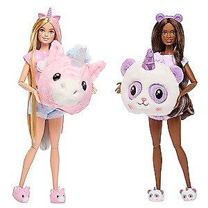 Barbie Cutie Reveal Gift Set with 2 Dolls &amp; 2 Pets, Cozy Cute Tees Slumber Party with 35+ Surprises, Color Change &amp; Costume Sleeping Bags