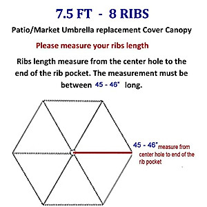 BELLRINO DECOR 7.5ft 8 Ribs RED Replacement STRONG & THICK Patio Umbrella Canopy Cover for (Canopy Only) (RED-78)