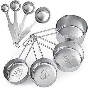 Tribal Cooking Metal Measuring Cups and Spoons Set - 8 Pieces - Professional Stainless Steel - Measuring Spoons Set - Measure Dry or Liquid Ingredients - Measuring Cups Sets for Baking and Cooking