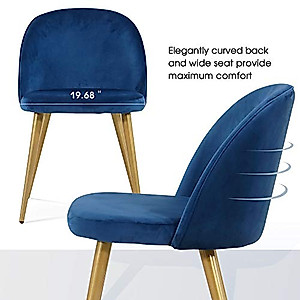 ivinta Royal Blue Dining Chairs Set of 2, Upholstered Velvet Accent Chairs for Living Room Dining Room Kitchen, Modern Side Chairs with Gold Legs…