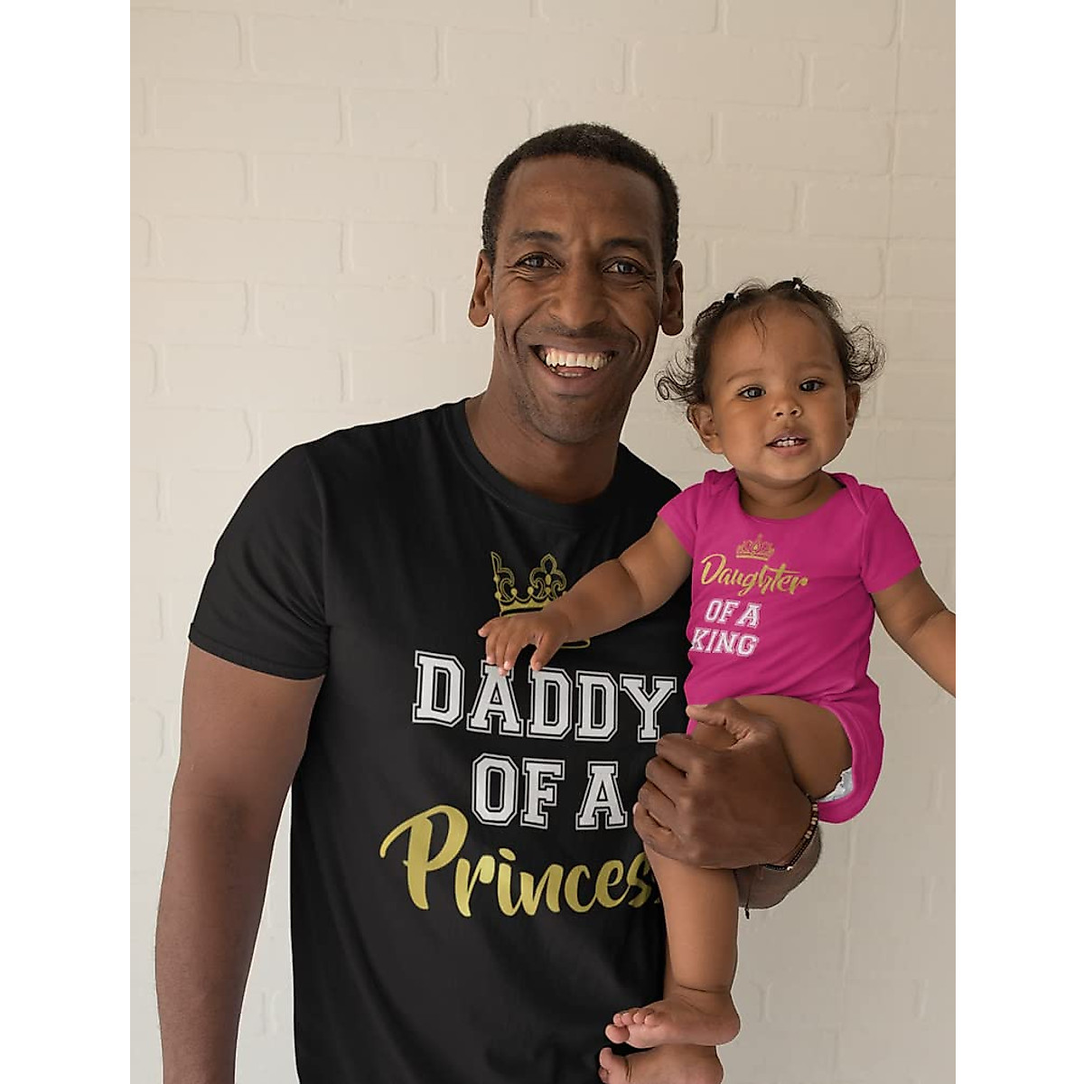 Tstars Daddy of a Princess Daughter of a King Dad and Baby Matching Outfits Gifts for New Dads Fathers Day Shirts Set man Black Large/baby Wow pink Newborn (0-3M)