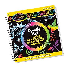 Melissa & Doug Scratch Art Doodle Pad With 16 Scratch-Art Boards and Wooden Stylus - FSC Certified