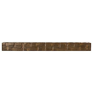 Country Living Wood Fireplace Mantel Shelf - Bodie 60 Inch Mocha Finish | Rustic Hand-Hewn and Distressed Pine Beam with Worn, Reclaimed Log Look; for Fireplaces, Hearths & Décor