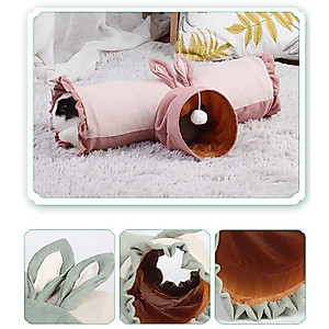 Guinea Pig Hideout Tunnel/Bed, Hamster Hideout,Guinea Pig Bed,Small Animal Bed,Fleece Small Pet Bunny Ferret Hideaway Play Toy, Tunnel Hideout Tubes (Bunny Ear Tunnel-Green)