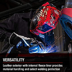 Lincoln Electric Welders Leather Drivers Gloves | Top Grain & Split Leather | Cotton Liner | Large | K3770-L, White