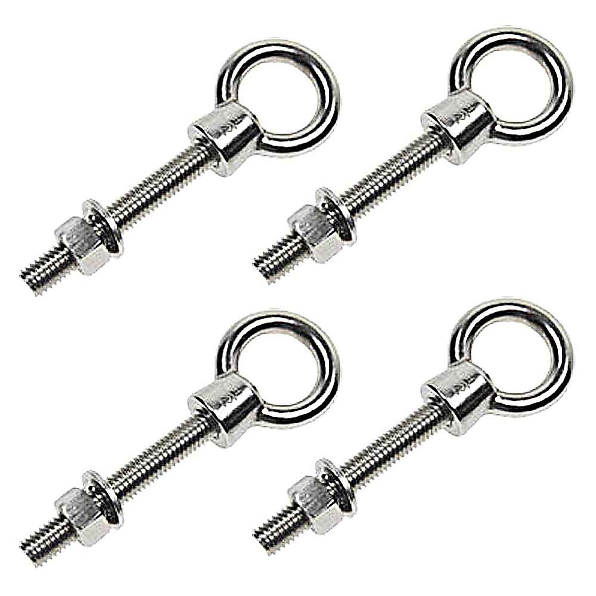 US Cargo Control Shoulder Eye Bolts - Stainless Steel Type 316-1/4" x 3-1/8"L - 4 Pack