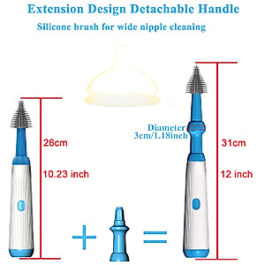 Camelcell Electric Bottle Brush,Long Handle Electric Water Bottle/Baby Bottle Brush Cleaner, Extra Long Bottle Cleaning Brush Set,1500 mAh,Waterproof IP65