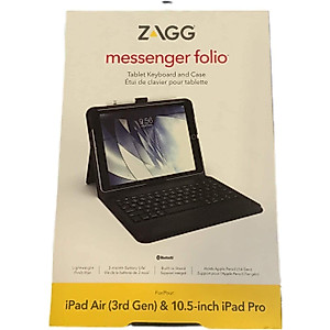ZAGG Messenger Folio - Bluetooth Tablet Keyboard - Made for Apple iPad 10.5" and 10.5" Air - Charcoal