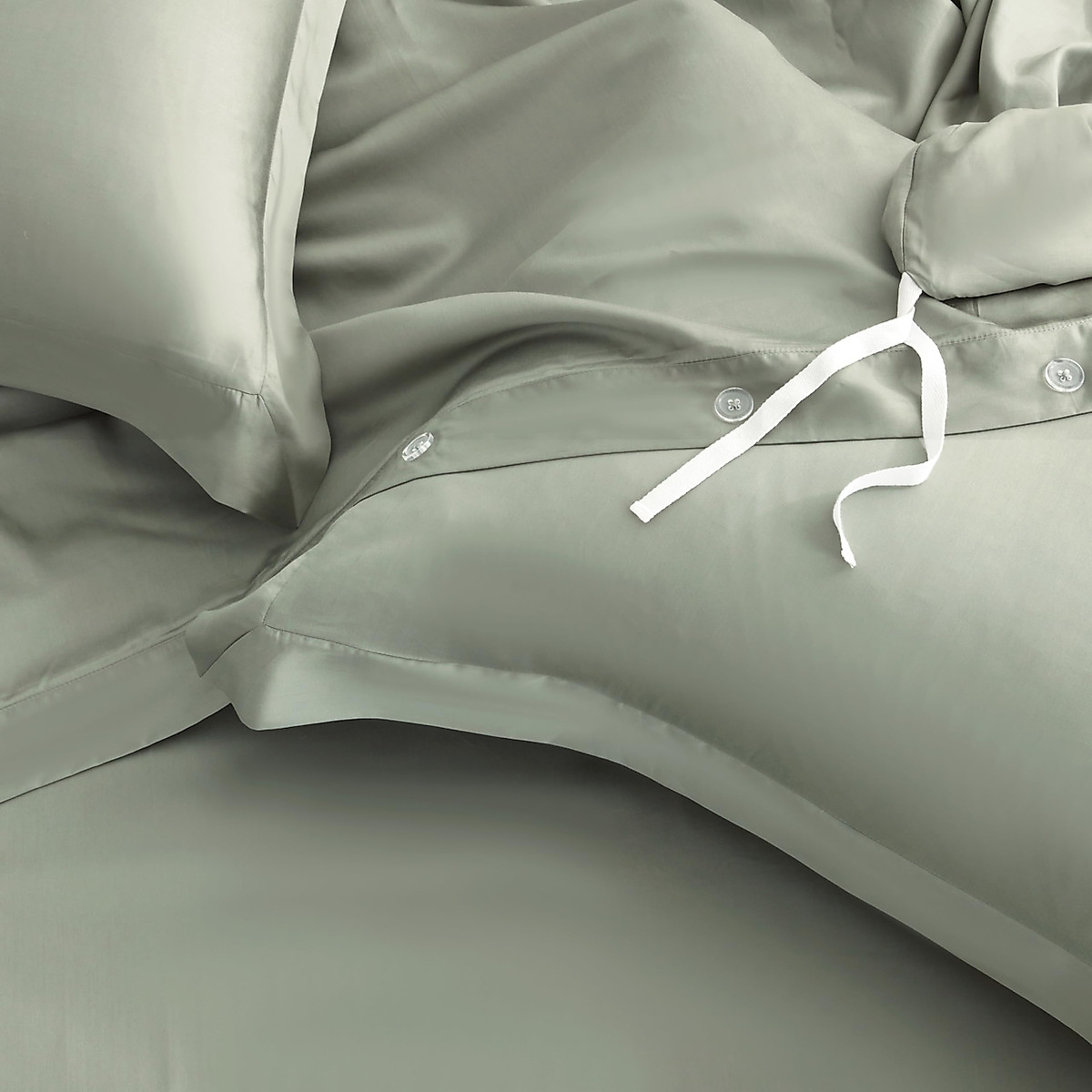 Sterling Creek 100% Tencel Lyocell Duvet Cover Set Queen Size 3-Piece Set - Luxury Soft Breathable Silky Smooth Cooling Comforter Cover with Button Closure for Hot Sleepers (Queen, Eucalyptus)