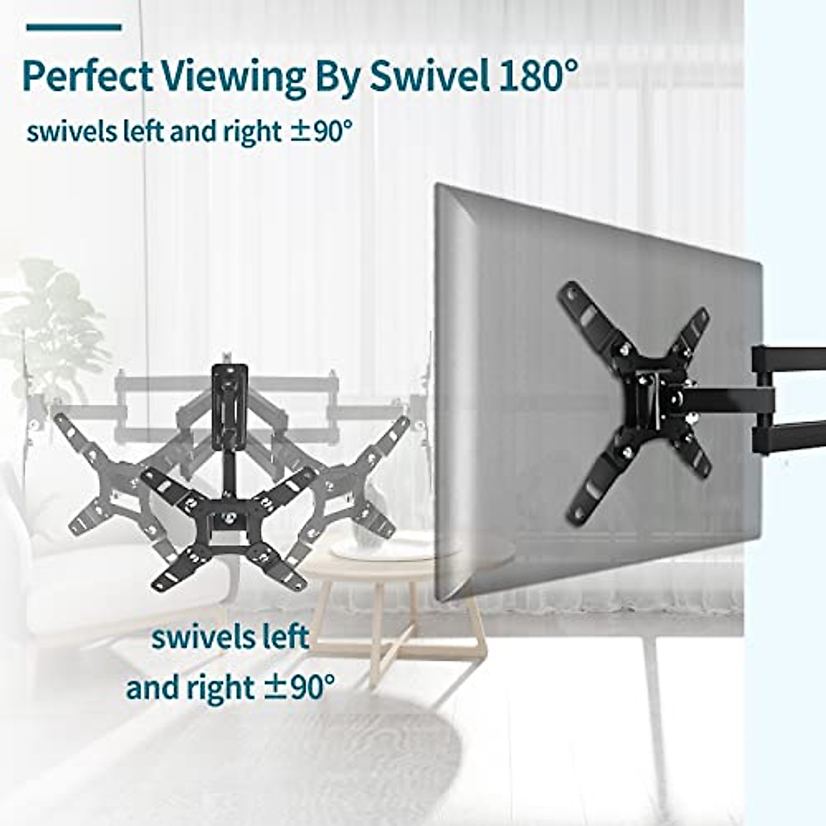 TV Wall Mount Full Motion for 13-45 Inch Up to 55 lbs to Flat & Curved TV, JUSTSTONE TV Bracket Heavy Duty Articulating Arm with Swivel Tilt Extend, Max VESA 200x200mm to LED LCD OLED etc