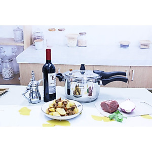 VITASUNHOW Stainless Steel Pressure Cooker with Steamer Basket, Faster Cooking and Safety Pressure Release (9-Liter)