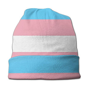 YISHOW Transgender Pride Flag Beanie Baggy Hat Slouchy Skull Beanie for Men Women