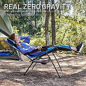 TIMBER RIDGE 33In Wide XXL Zero Gravity Reclining Side Table Full Padded Lounge Chair for Outdoor Camping Patio Lawn, Heavy Duty Supports 500lbs, Blue