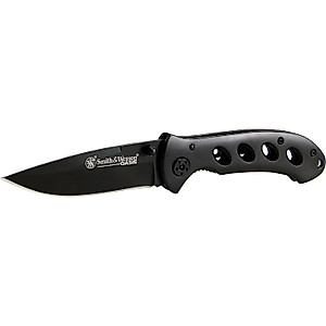 Smith & Wesson Oasis SW423B 7.5in S.S. Folding Knife with a 3.2in Drop Point Blade and Titanium Coated Handle for Outdoor, Tactical, Survival and EDC
