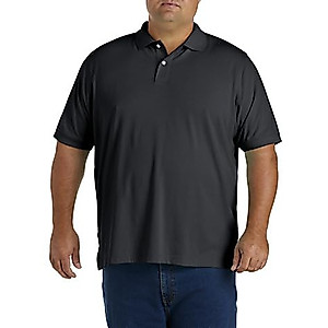 DXL Big and Tall Essentials Jersey Polo Shirt, Black, 2XLT