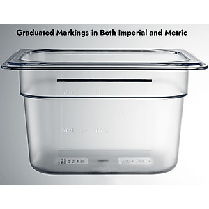 CURTA 6 Pack NSF Food Pans, 1/6 Size 4 Inch Deep Commercial Food Storage Containers, Polycarbonate, Clear