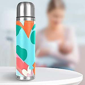 Heart Shaped Balloons Stainless Steel Coffee Thermos, Double Walled Insulated Water Bottle for Outdoor Sports, Office, Car (17 OZ/500ML)