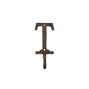 Handcrafted Nautical Decor Rustic Copper Cast Iron Letter T Alphabet Wall Hook 6"