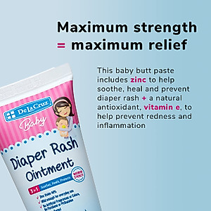 De la Cruz Baby Diaper Rash Cream with Zinc Oxide - Maximum Strength Baby Healing Ointment to Help Soothe, Heal and Prevent Diaper Rash - 3.4 OZ