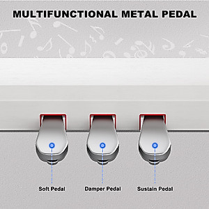 UMOMO U-710 88 Key Digital Piano Keyboard with Piano Bench, Full Size Electric Piano with Piano Stand, Headphone Jack, 3 Pedal, Electronic Piano for Beginner, Adults, White