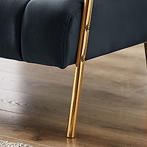 Majnesvon 61" Modern Velvet Loveseat Sofa,Upholstery Love Seat Couches with Tufted Backrest,Golden Metal Legs,Accent Sofa for Living Room Bedroom Apartment Office (Drak Grey)