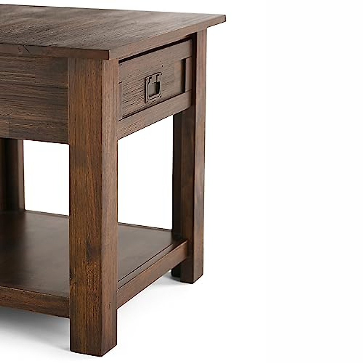 SIMPLIHOME Monroe Solid Acacia Wood 22 inch wide Square Rustic End Side Table in Distressed Charcoal Brown with Storage, 1 Drawer, for the Living Room and Bedroom
