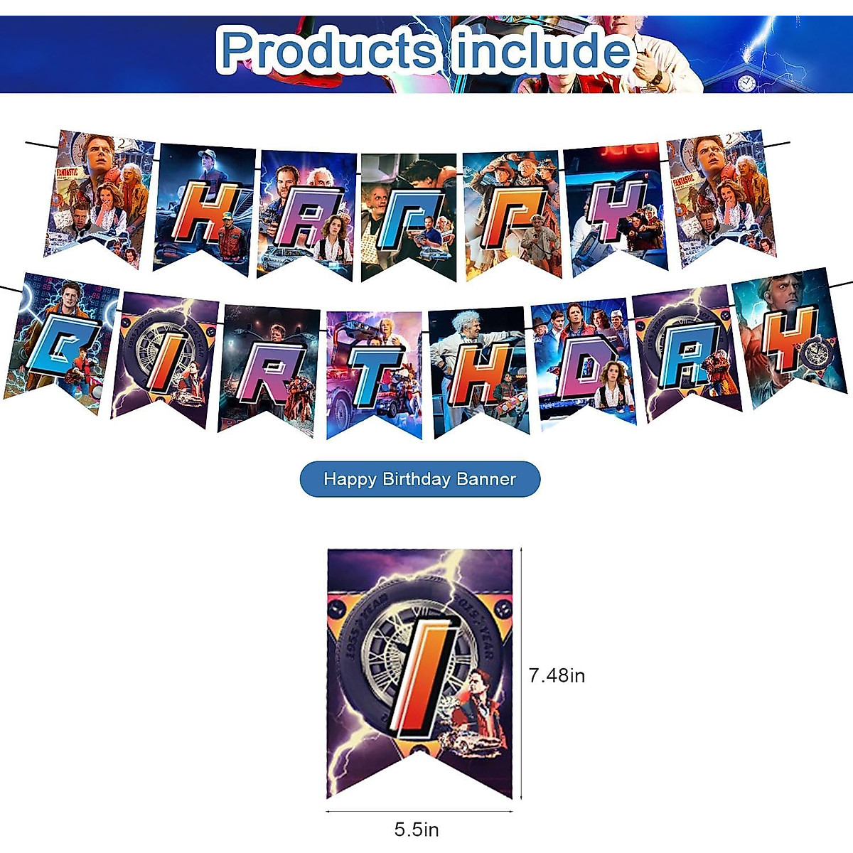 Back Future Birthday Party Decoration,Back Future Include Future Theme Birthday Banner, Cake Topper, Latex Balloons for Fans Birthday Party Supplies