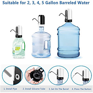 Electric Drinking Water Bottle Pump, USB Charging Automatic Drinking Water Dispenser, 5 Gallon Water Pump Dispenser, Portable Water Jug Pump for Universal 2-5 Gallon Bottle, for Home, Office, Travel