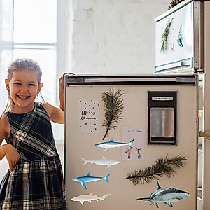 18 Pieces Sharks Peel Shark Wall Decals Removable Wall Stickers Animal Shark Decal Stickers Sea Theme Wall Decor Sticker for Room Bathroom Nursery Home Decor (Cute Style)