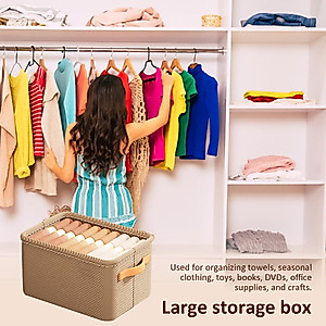 Smart Folding Storage Box, Cotton and Linen Folding Storage Bins with Handle, Large Capacity Storage Bins Closet Organizer System, Space Saving Shelf Organizer Shelves Storage Basket for Home