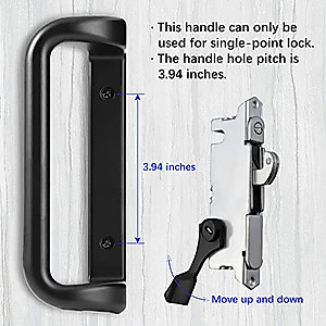 House Guard Black Patio Door Handle Set with Mortise Lock,Suitable for Replacement Sliding Doors Lock 3-15/16”Screw Hole Spacing.Choices That Add a Unique to Your Patio Glass Sliding Door.