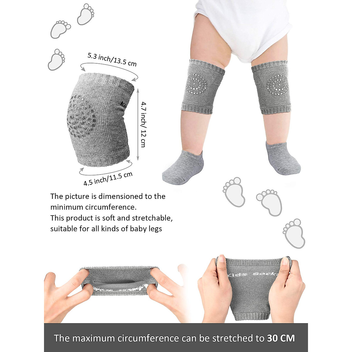 SATINIOR 8 Pairs Crawling Knee Pad Non-Slip Socks Set Knee Protector Toddler Leg Warmer Unisex Soft Cotton Socks for Baby Toddler (Green, Light Gray, Blue and Dark Blue), Medium