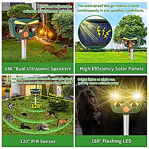 TAISHAN Solar Animal Pest Motion Activated Cat Deterrent Outdoor Black Repellent for Yard Powerful Dog Racoon Repellant Products