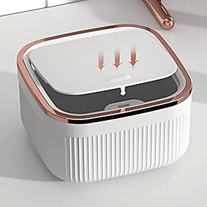 ZHAOLEI Desktop White Trash Cans Pressing Type Square Car Garbage Can with Lid Small Trash Bin Kitchen Storage Baskets