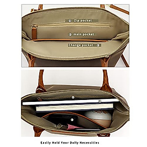 Women Lightweight Waterproof Nylon Handbag Shoulder Totes Crossbody Bag,Leather Shoulder Handbags And Travel Work Purse (Light grey)