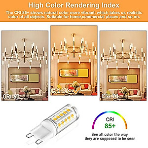 winshine G9 LED Bulb 3000K Warm White, G9 Light Bulb 4W (40W Halogen Equivalent), G9 Bi Pin Ceramic Base 360°Beam Angle 400 Lumen for Chandelier Ceiling Pendant Lighting No-Dimmable, 6 Pack
