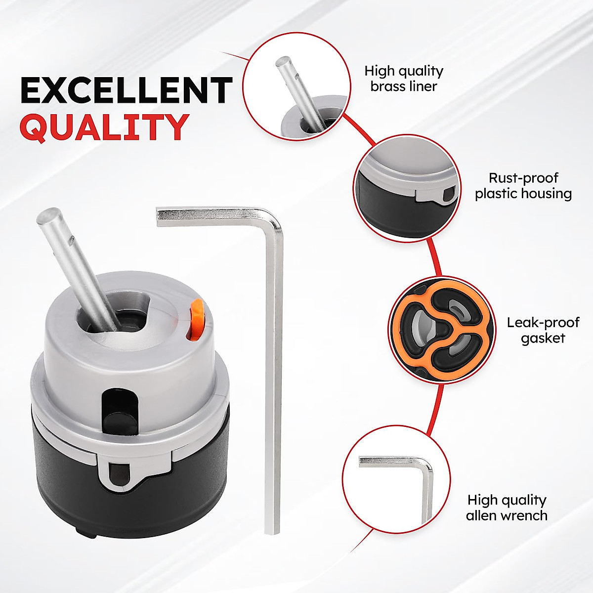 RP50587 Single Handle Cartridge Valve For Delta DST Single Handle Kitchen and Lavatory Faucets, Repair Parts Universal Faucet Diamond Seal Technology Models with Allen Wrench (RP50587)