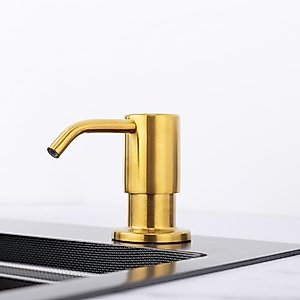 Soap Dispenser, Kitchen Soap Dispenser, Large Capacity 17 OZ Bottle, Stainless Steel Built in Soap Dispenser for Kitchen Sink, Brushed Gold