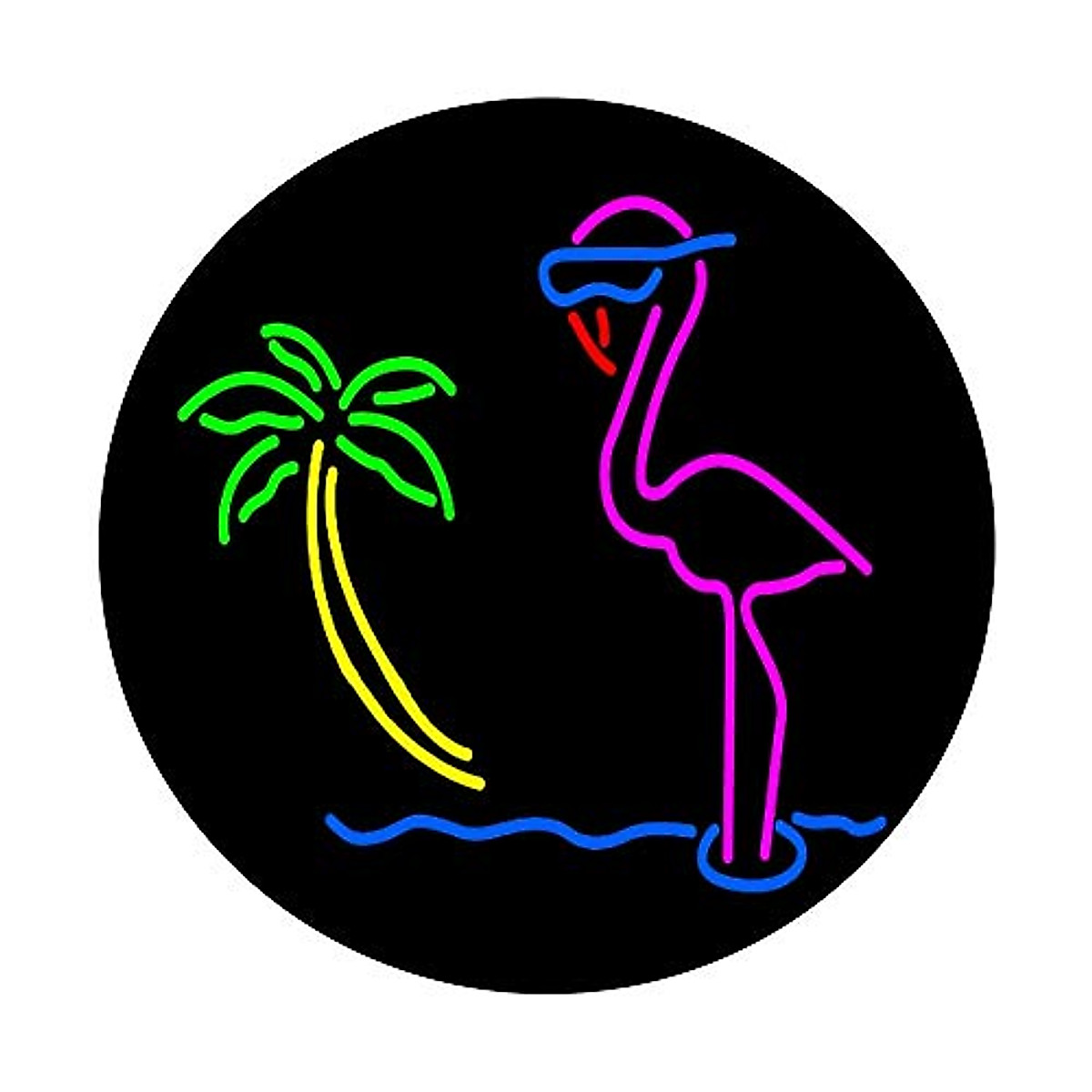 Neon, Pink Flamingo, Tropical, Colorful, Artwork Pop-Socket PopSockets PopGrip: Swappable Grip for Phones & Tablets
