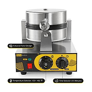 Dyna-Living Commercial Waffle Maker Electric Waffle Iron Nonstick Restaurant Flip Waffle Cones Maker Machine Waffle Bowl Maker for Household Bakeries Snack Bar 110V 1200W