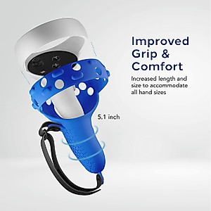 TNP Controller Grips for Oculus Quest 2 / Meta Quest 2 Knuckle Strap Black VR Touch Controller Hand Grip Cover Protector Sleeve with Anti-Throw Adjustable Straps