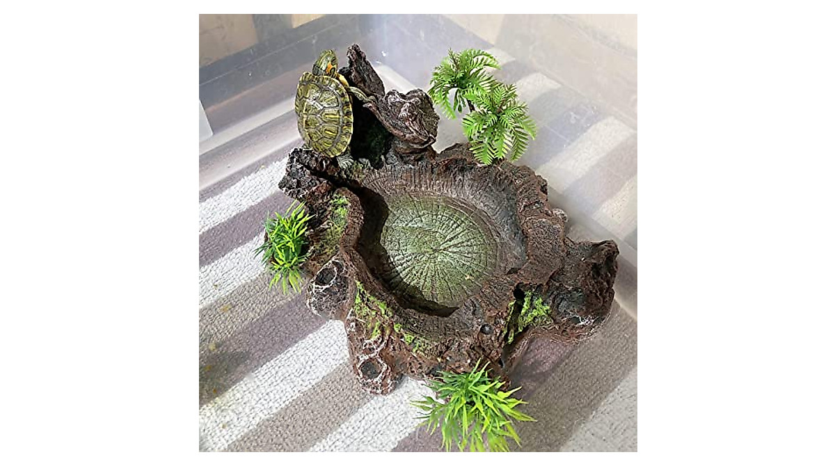 DOHAOOE Reptile Tank Accessories Habitat Water Dish Tree Trunk and ...