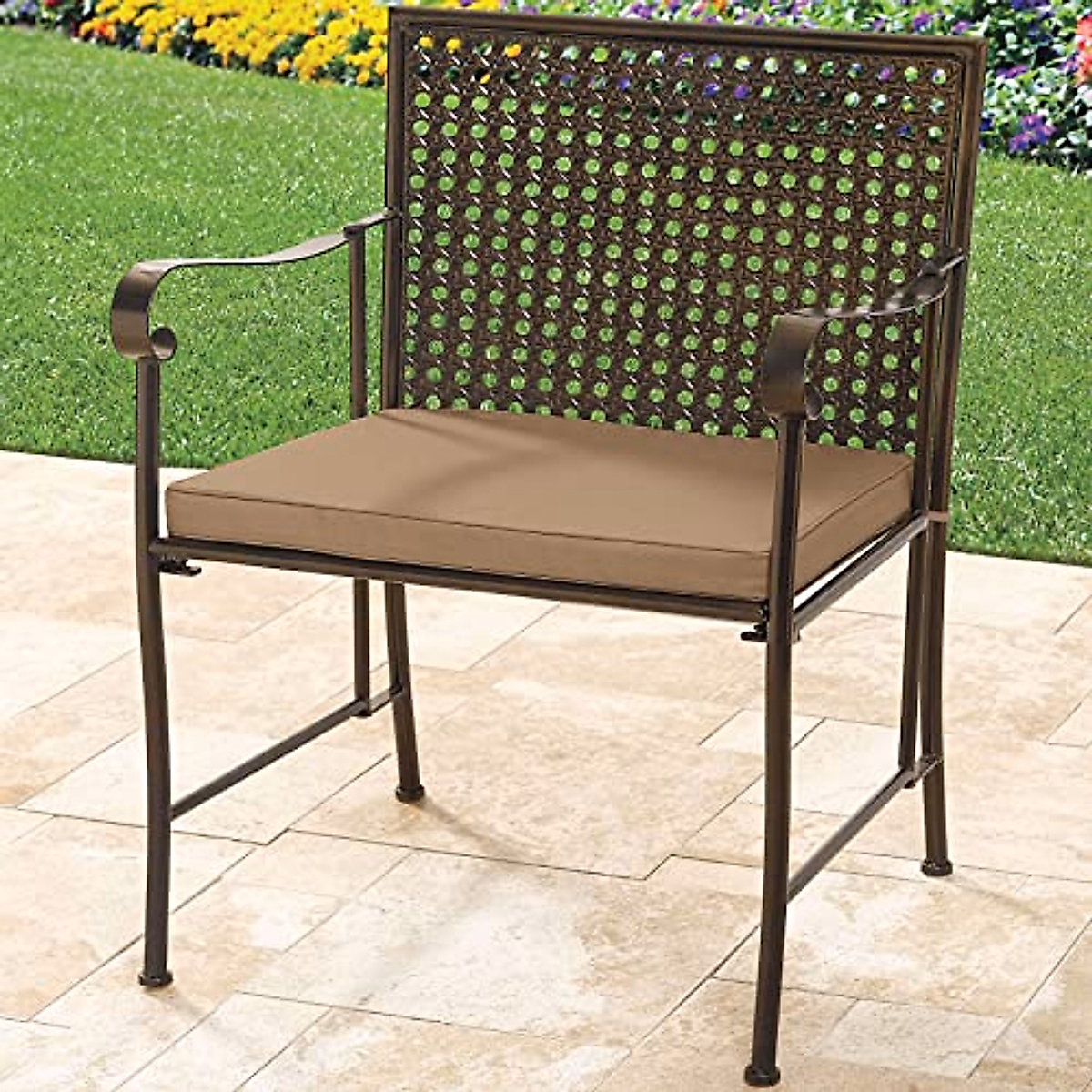 BrylaneHome 400 Lbs. Weight Capacity Folding Chair with Cushion Extra Wide Seat W/Free Seat Cushion, Taupe Brown